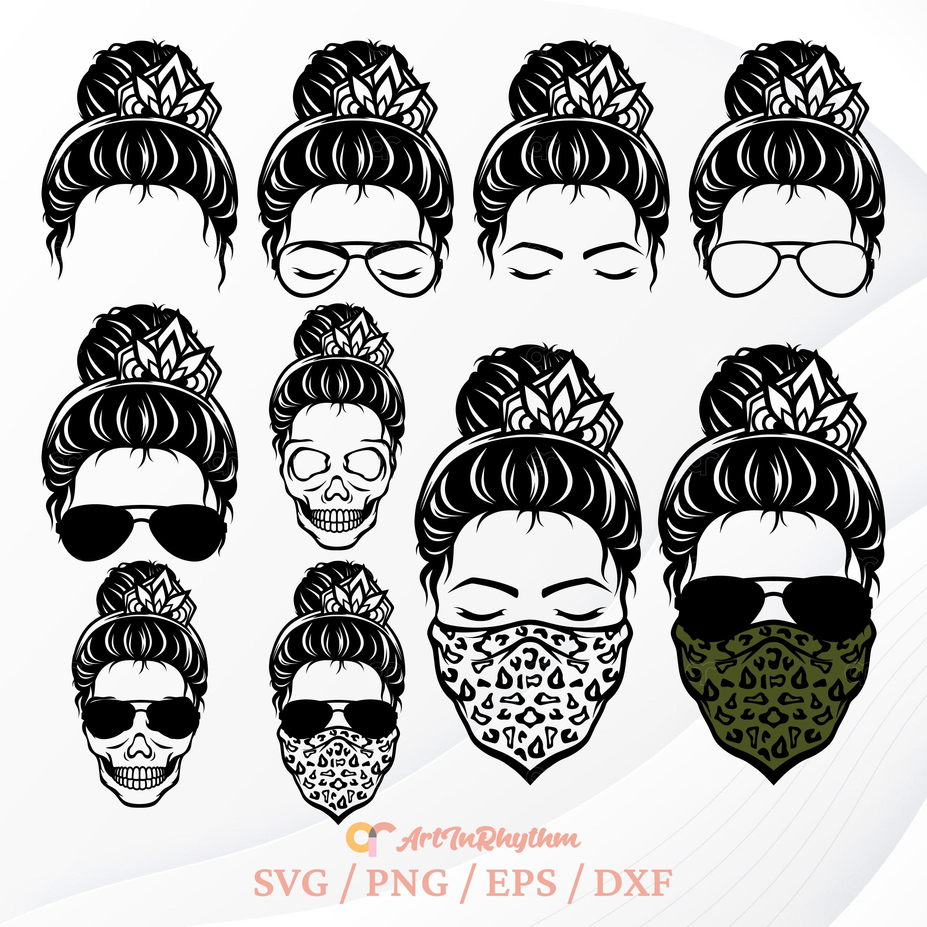 Messy Bun Svg, Messy Bun Crown Svg Bundle, Mom Life Svg, Queen Svg ...