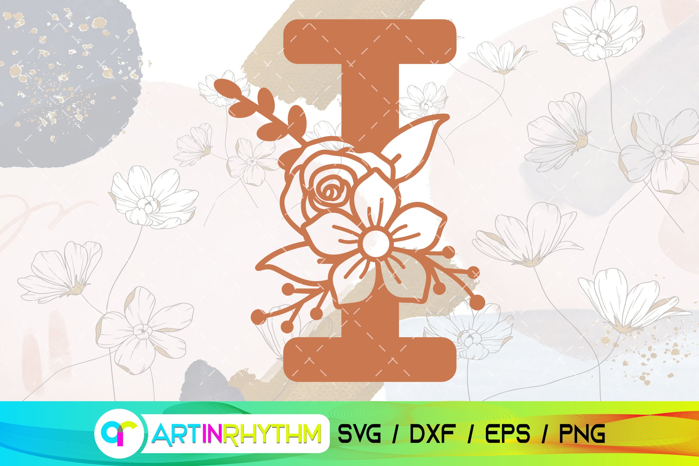 Letter I Svg Floral Letter I Alphabet Svg Letter Svg - Etsy