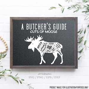 Moose Butcher Meat Cut Chart Svg, Charcuterie Board, Chopping Board ...