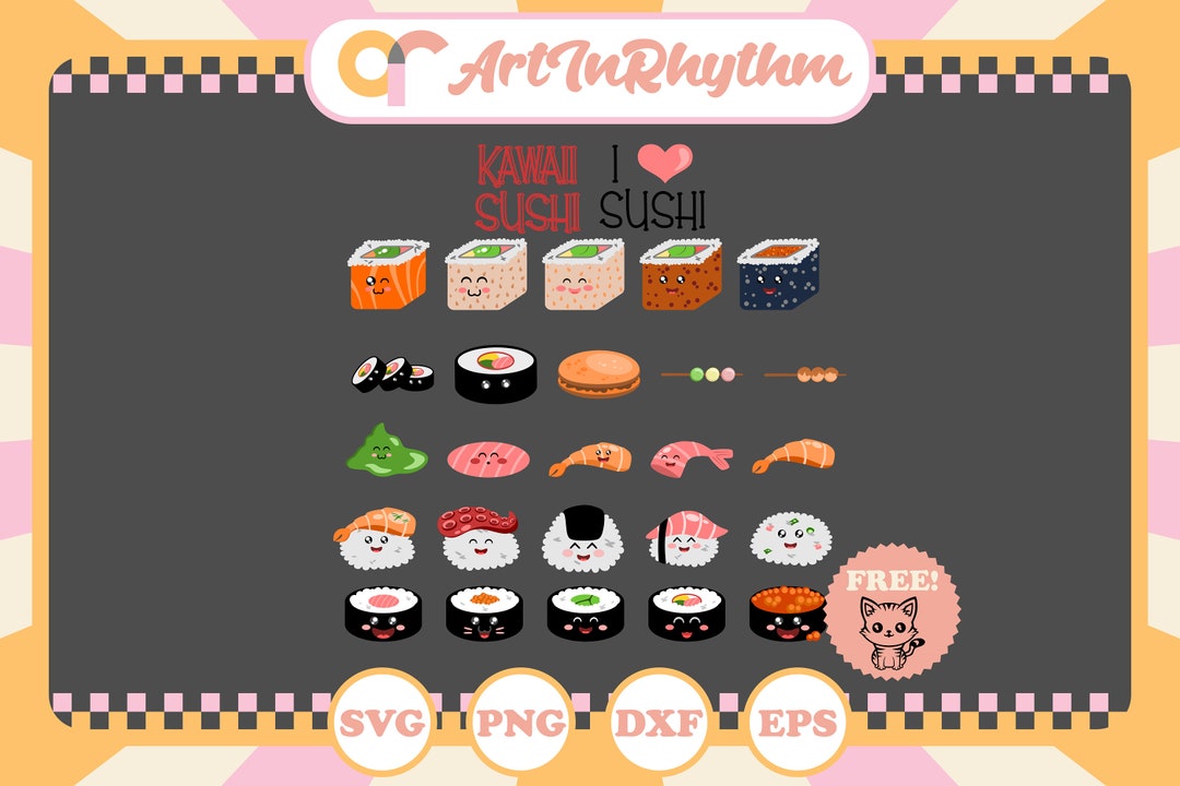 Kawaii Sushi Svg, Sushi Svg, Sushi Svg Bundle, Sushi Clip Arts, Sushi ...