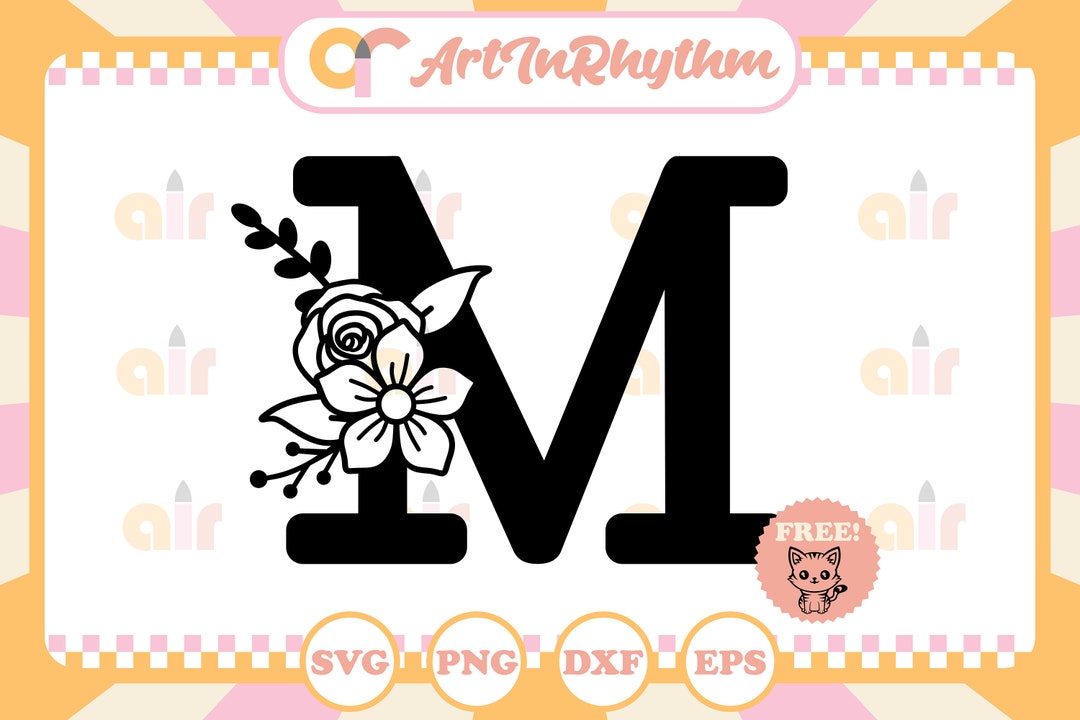 Letter M Svg Floral Letter M Alphabet Svg Letter Svg - Etsy