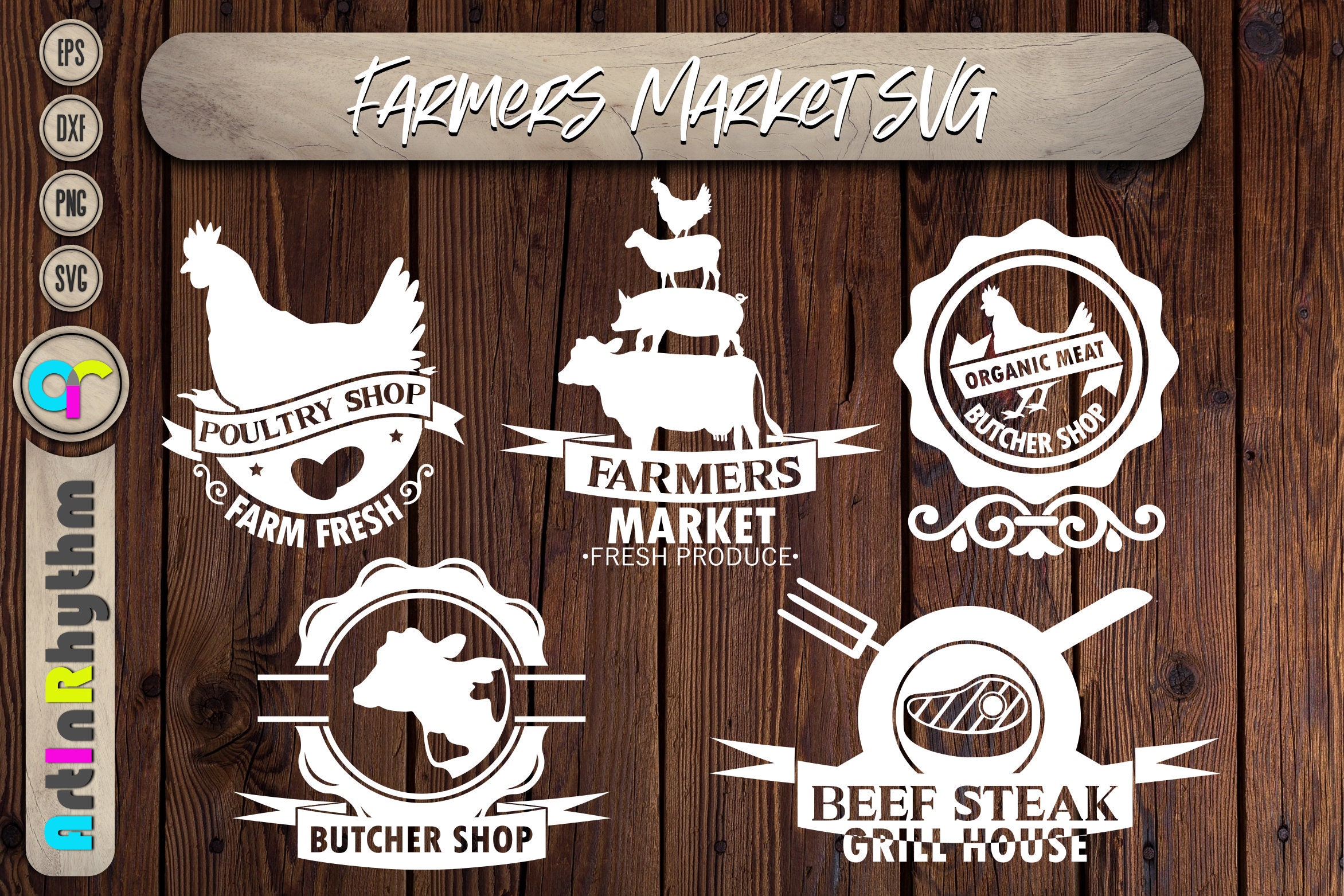 Farmers Market Sign Svg Bundle Poultry Shop Sign Svg Butcher | Etsy