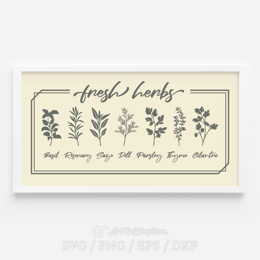 Herbs Svg, Kitchen Herb Svg, Mom's Kitchen Svg, Herb Print Svg, Fresh ...