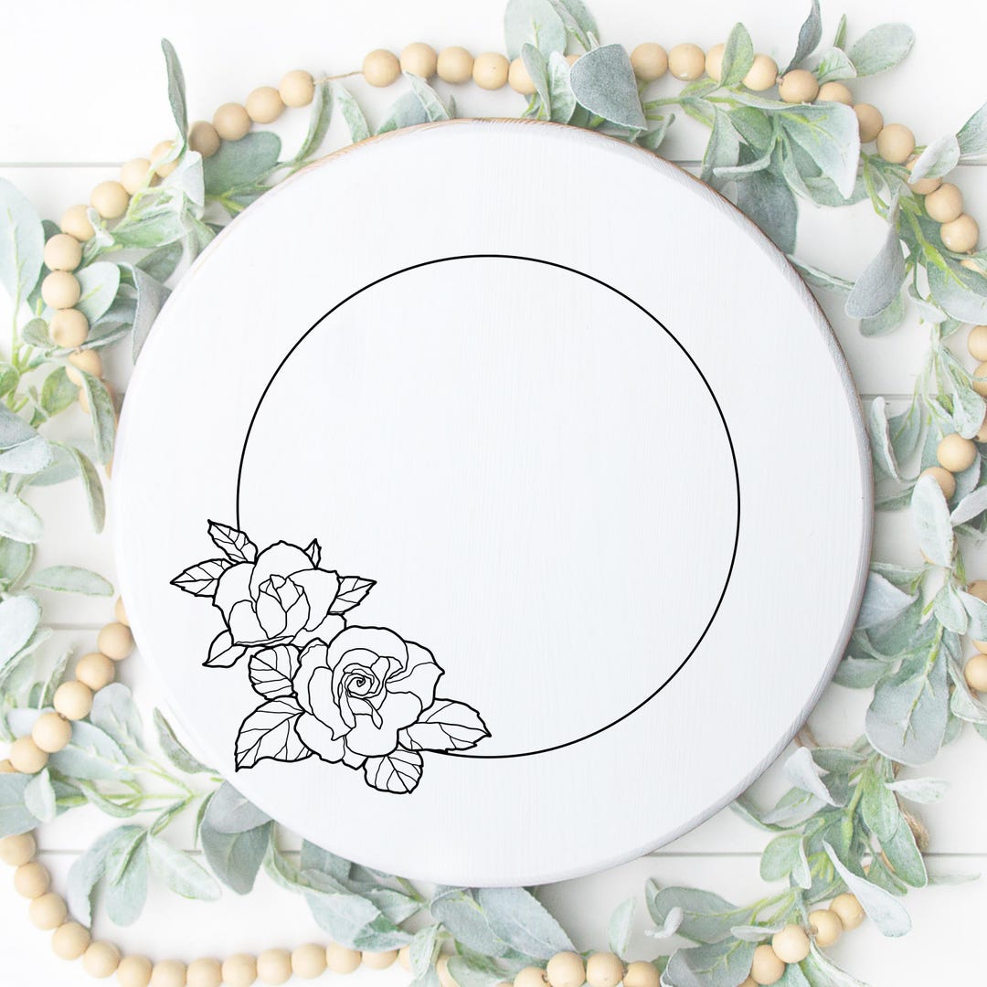 Circle Frame Svg Rose Circle Monogram Svg Rose Wreath Svg Wedding ...