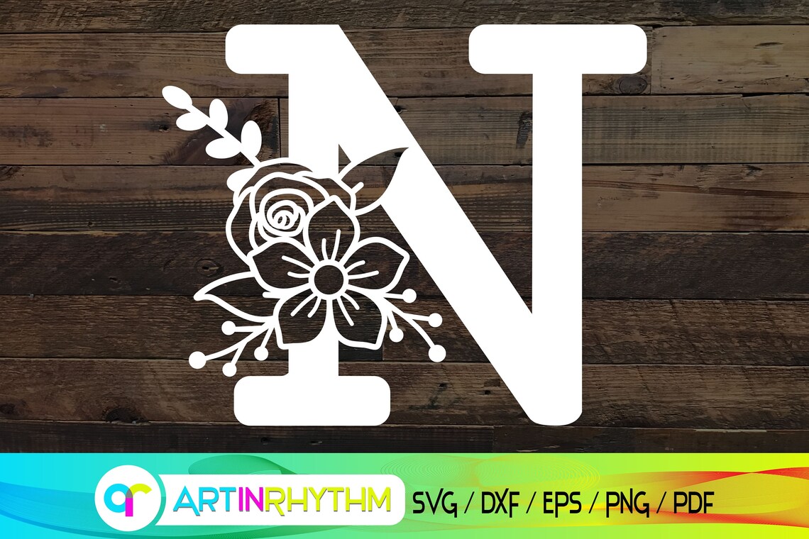 Letter n svg floral letter n alphabet svg letter svg | Etsy