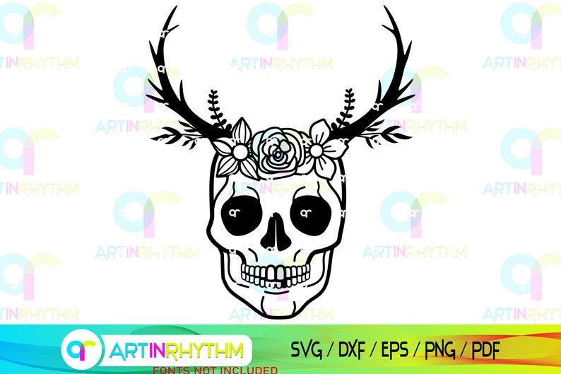 Floral Split Monogram Frame Svg Flower Sugar Skull Svg | Etsy