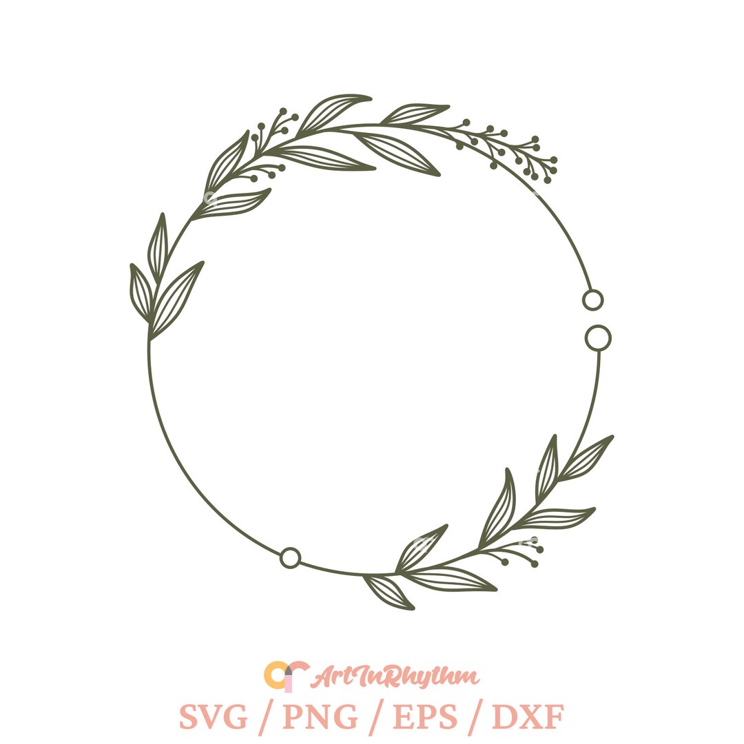 Floral Wreath Svg Floral Circle Frame Svg Circle Monogram Svg Flower ...