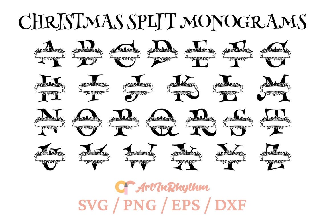 Christmas Svg, Split Monograms Svg, Letter Monograms Svg, Alphabet ...