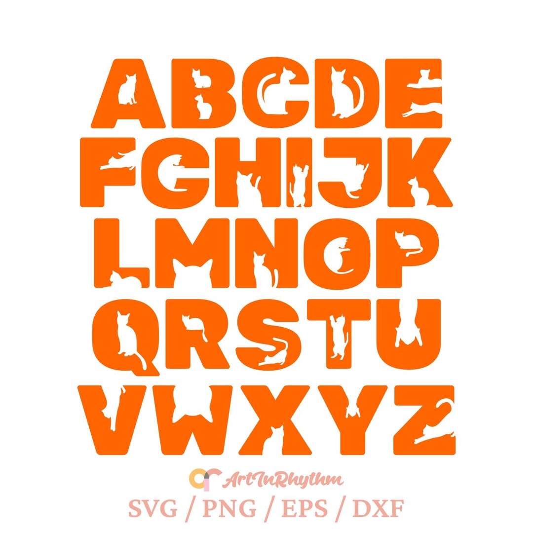 Cat Alphabet Svg, Cat Svg Bundle, Cat Alphabet Letter Svg, Cat Poses ...