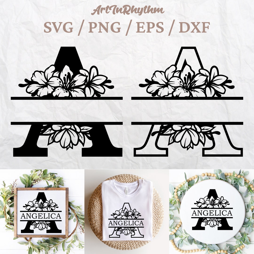 Split Letter A Monogram Svg, Letter A Monogram Svg, Floral Letter A Svg ...