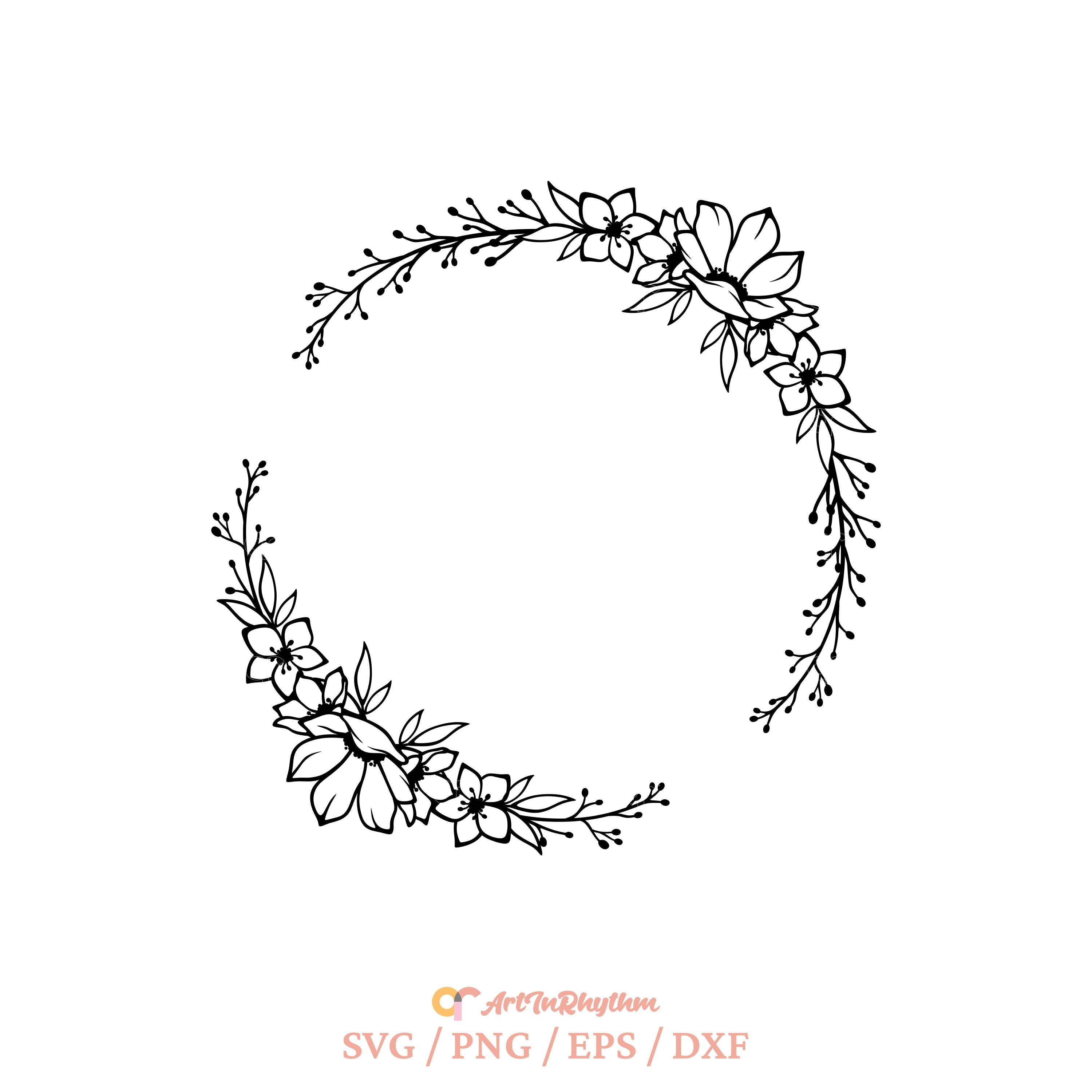 Wreath Svg, Floral Circle Frame Svg, Floral Wreath Svg Bundle, Wreath ...