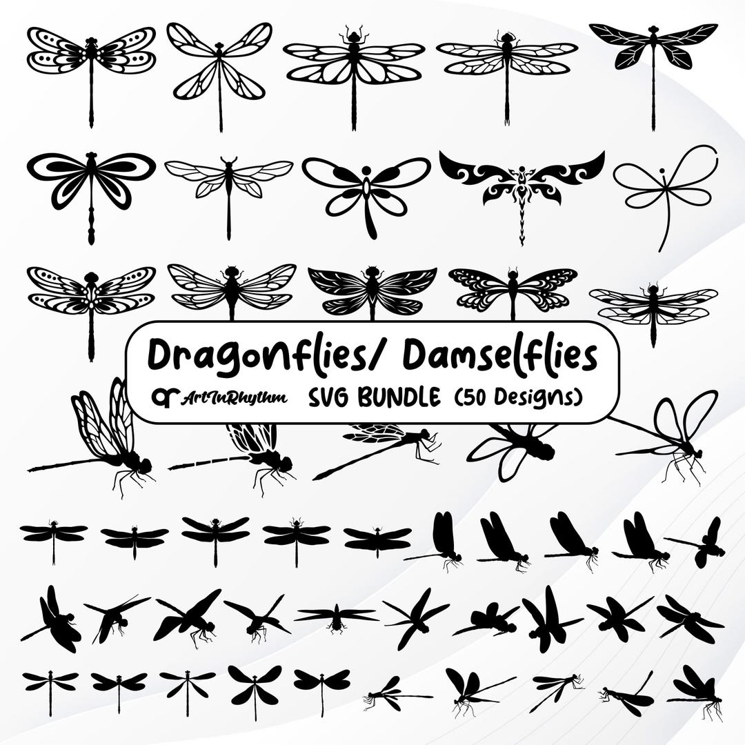 Dragonflies Svg, Dragonfly and Damselfly Svg Bundle, Whimsical ...