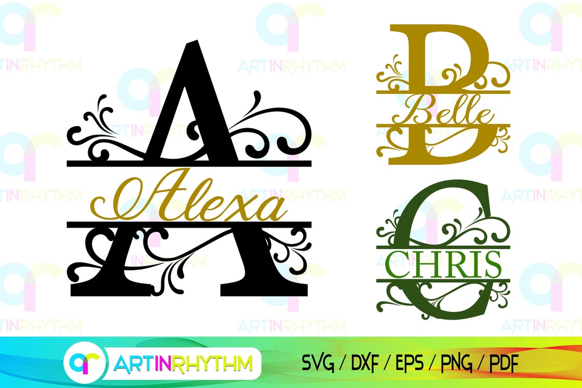 Split Letter Monogram Split Monogram Frame Alphabet Svg | Etsy