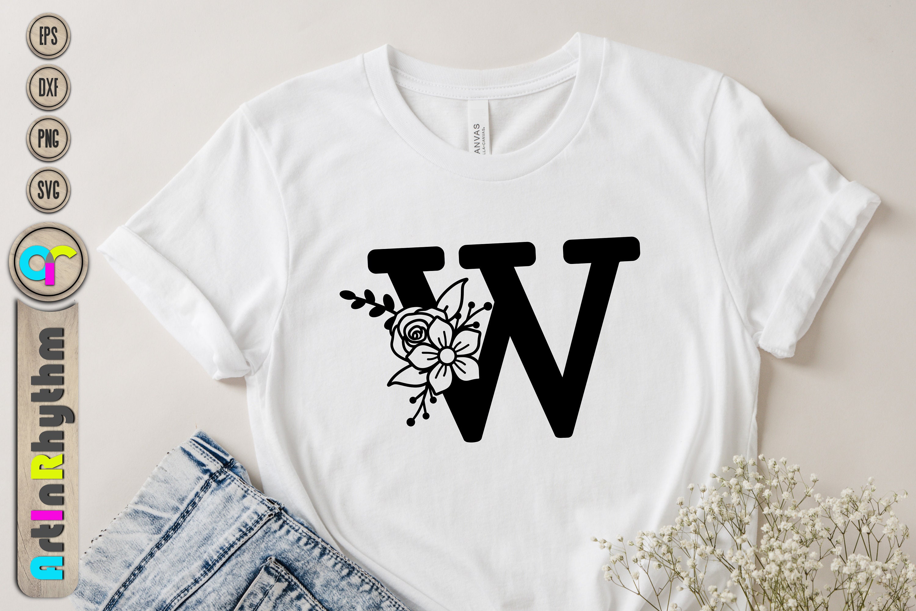 Letter W Svg Floral Letter W Alphabet Svg Letter Svg - Etsy