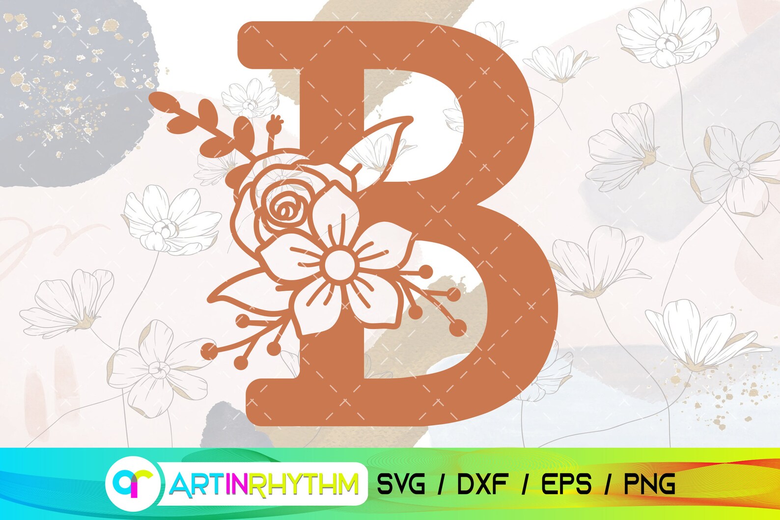 Letter B Svg Floral Letter B Alphabet Svg Letter Svg | Etsy
