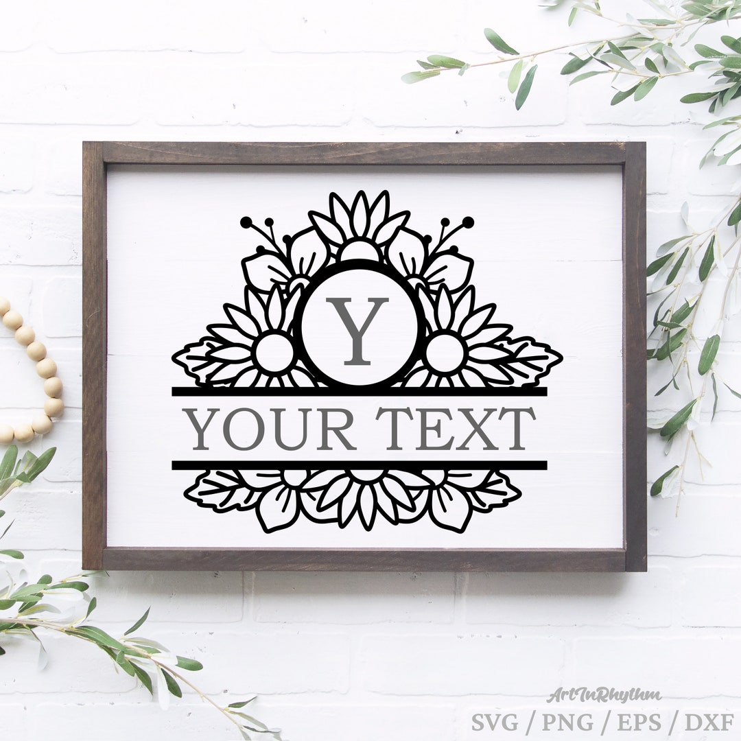 Floral Split Monogram Frame Svg, Wedding Monogram Svg, Family Name Svg ...