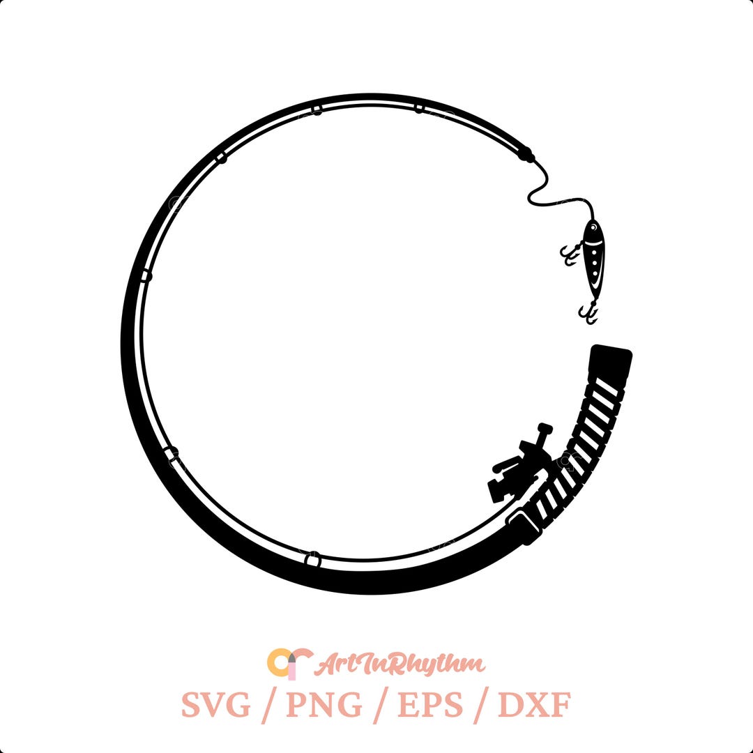 Fishing Rod Svg, Fishing Round Svg, Fishing Round Frame Svg, Fishing ...