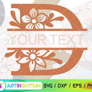 Split Letter D Monogram Svg Letter D Monogram Svg Floral - Etsy