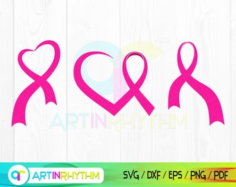Pink Ribbon Svg | Etsy