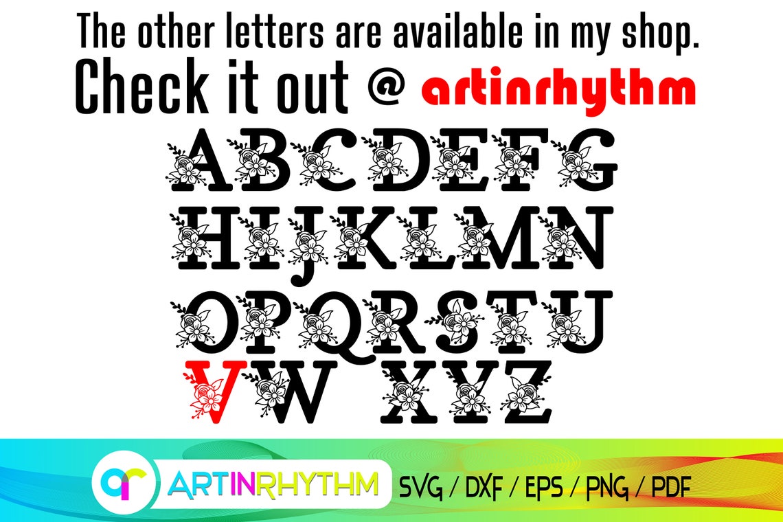 Letter V Svg Floral Letter V Alphabet Svg Letter Svg - Etsy