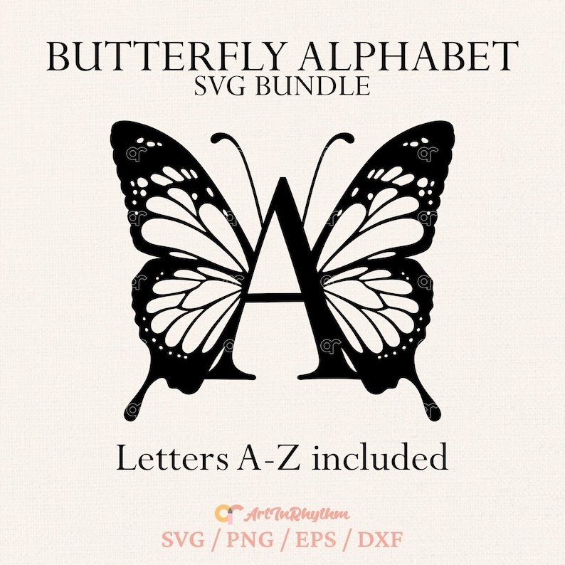 Butterfly Letters Svg, Butterfly Alphabet Svg, Butterfly Font Svg ...