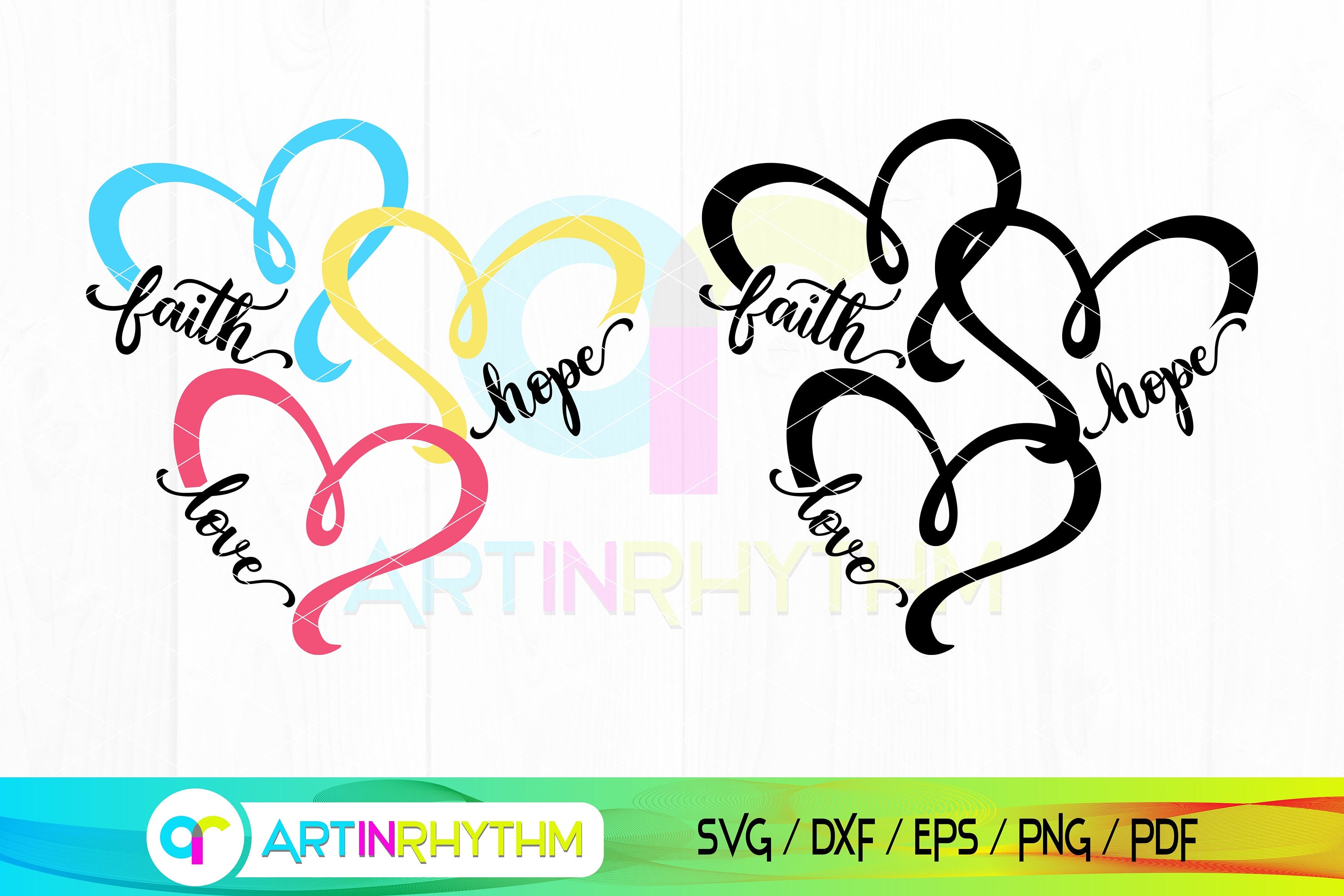 Faith Hope Love Svg Hearts Svg Faith Svg Heart Svg Files | Etsy