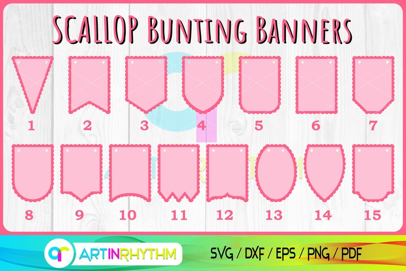 Scallop Bunting Banners Svg Bunting Svg Bunting Flags Svg Etsy
