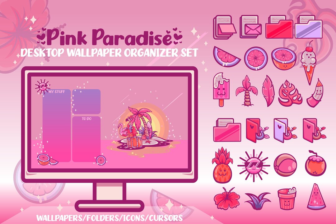 Flamingo Pink Paradise Computer Desktop Theme Background Wallpaper ...
