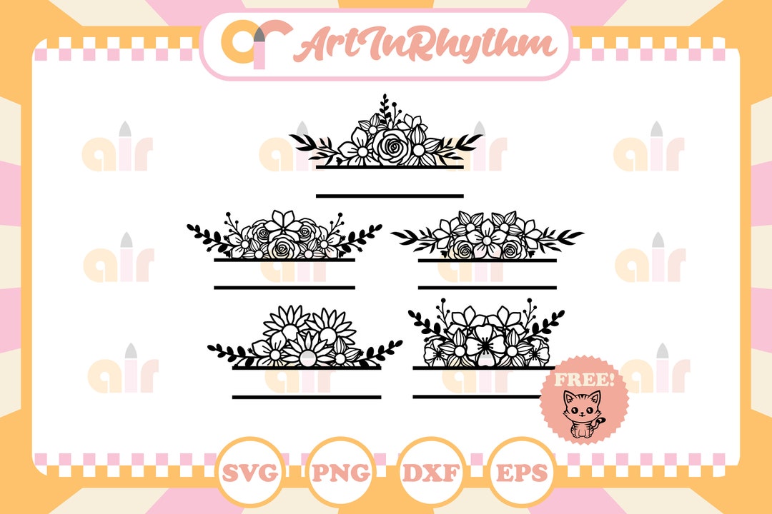 Floral Split Frame Svg Wedding Split Monogram Svg Family - Etsy
