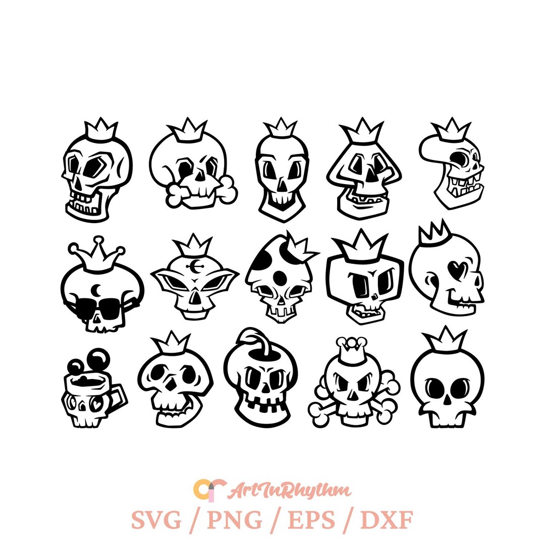 Skull Svg Bundle, Halloween Skull Svg, Cute Skull Svg, Skull Skeleton ...