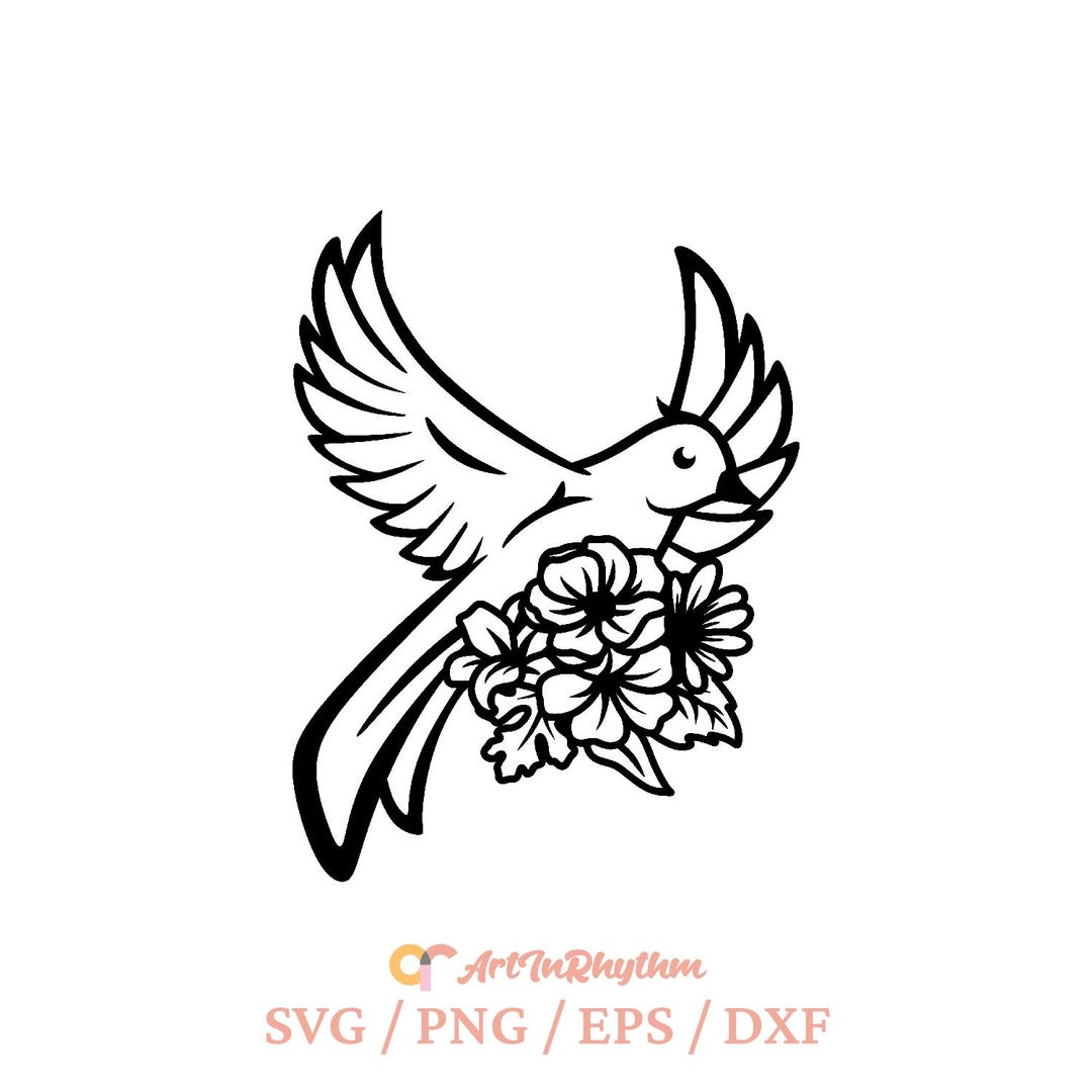 Floral Bird Svg, Bird Shirt Svg, Flower Svg, Flowery Garden Decor ...