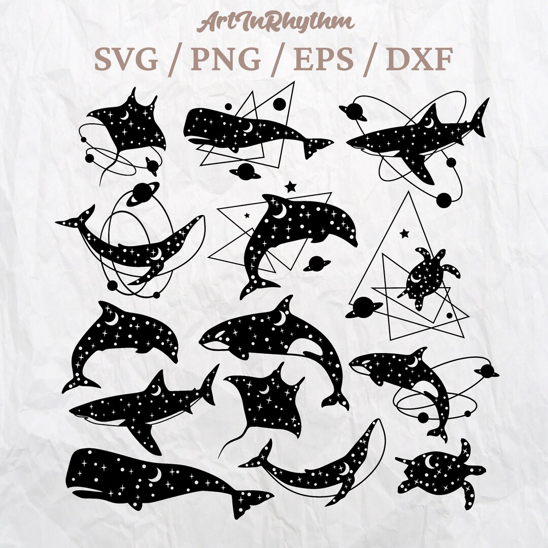 Sea Creature Svg Bundle, Shark Svg, Celestial Svg Bundle, Sperm Whale ...