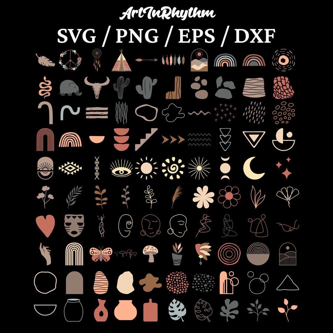 Boho Shape SVG Bundle, Boho SVG Bundle, Boho Cliparts, Boho SVG Files ...