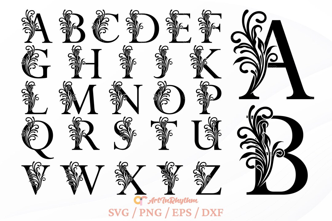 Alphabet Svg, Letter Svg Bundle, Floral Letter Monograms Svg, Monograms ...