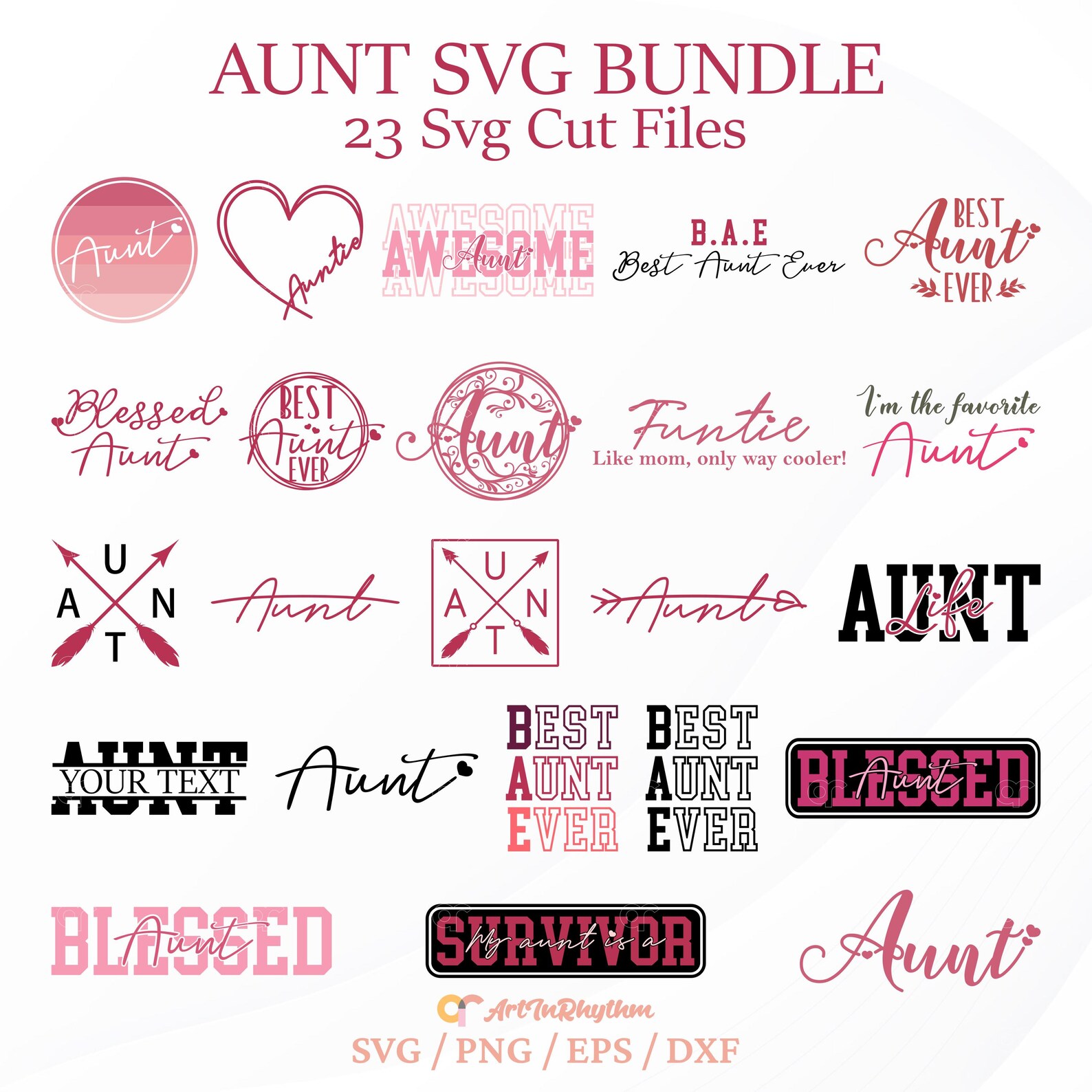 Aunt Svg, Aunt Svg Bundle, Auntie Svg Bundle, Auntie Svg, Blessed Aunt ...