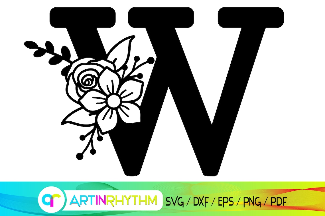 Letter w svg floral letter w alphabet svg letter svg | Etsy