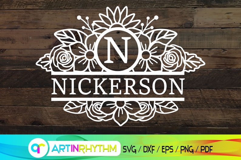 Floral Split Monogram Frame Svg Wedding Monogram Svg Family - Etsy