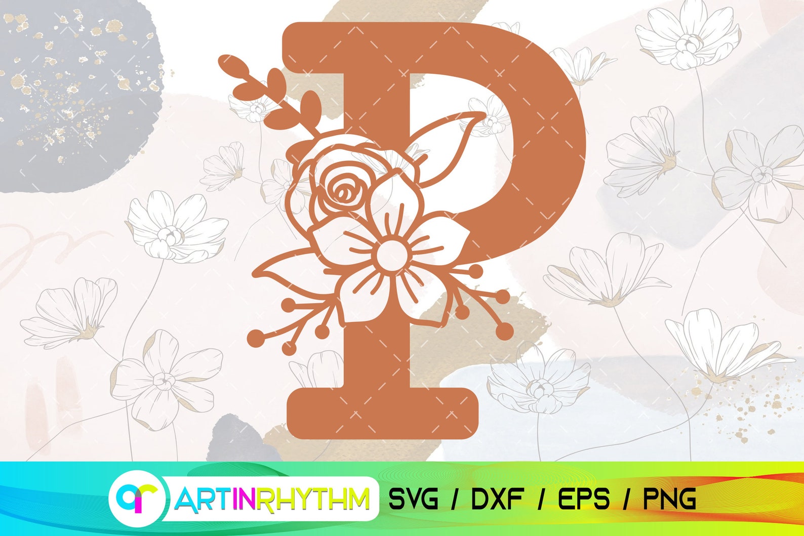 Letter P Svg Floral Letter P Alphabet Svg Letter Svg - Etsy