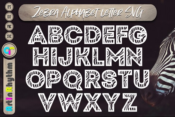 Zebra Alphabet Letters Svg Zebra Kids A-Z Font Svg Animals | Etsy