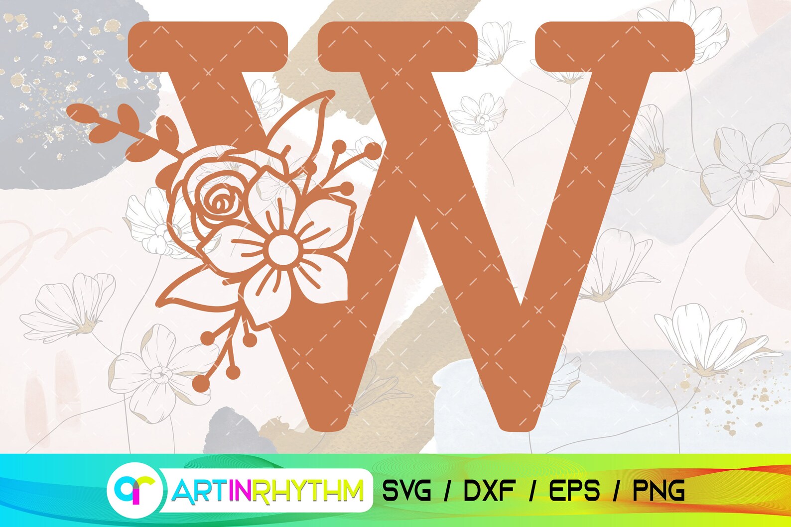 Letter W Svg Floral Letter W Alphabet Svg Letter Svg - Etsy