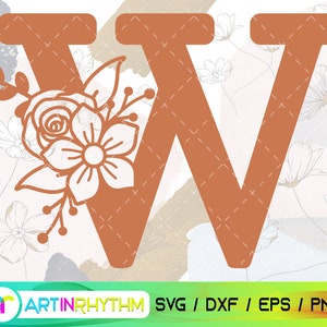 Letter W Svg Floral Letter W Alphabet Svg Letter Svg - Etsy