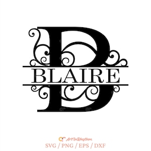 Split Monograms Svg, Flourish Split Monograms Svg, Split Monogram Frame Svg, Alphabet Svg ...