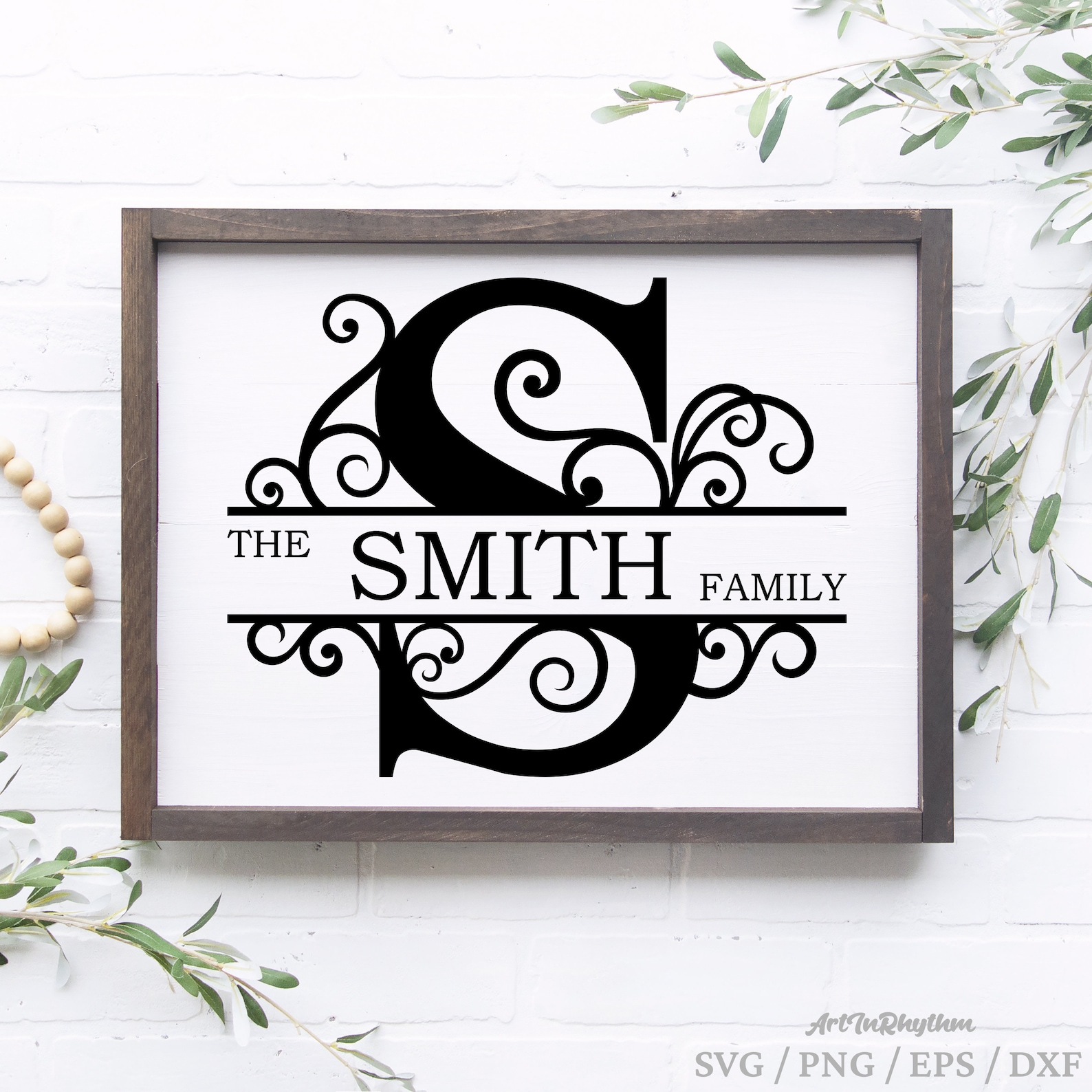 Split Monograms Svg, Flourish Split Monograms Svg, Split Monogram Frame ...