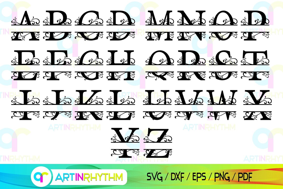 Split Letter Monogram Split Monogram Frame Alphabet Svg | Etsy