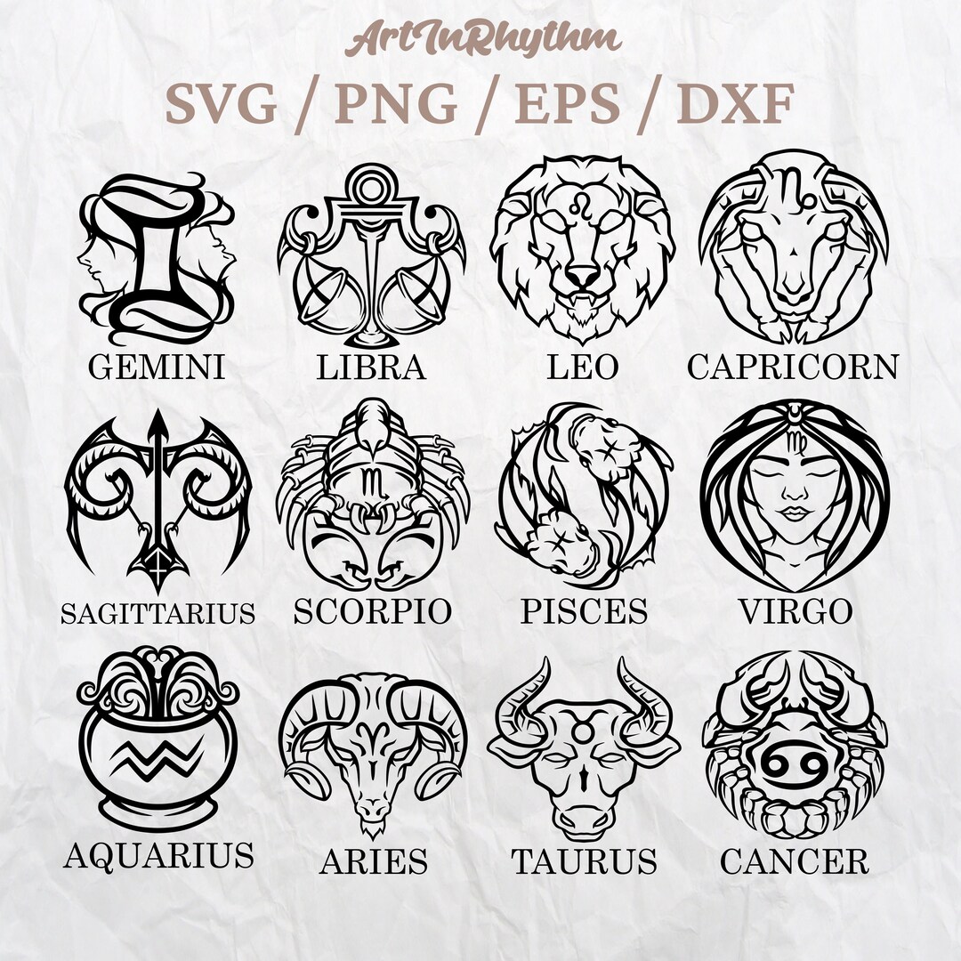 Zodiac Sign Symbols, Zodiac Sign Logo Bundle, Zodiac Sign Illustration ...