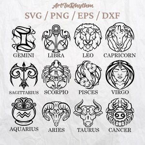 Zodiac Sign Symbols, Zodiac Sign Logo Bundle, Zodiac Sign Illustration ...
