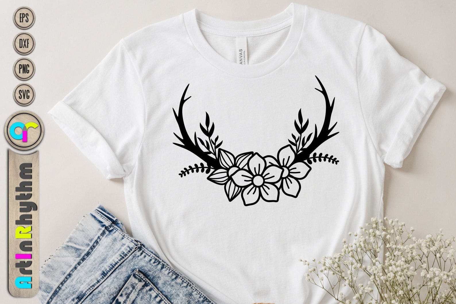 Antler Svg Antlers Deer Svg Deer Antlers Floral Deer | Etsy