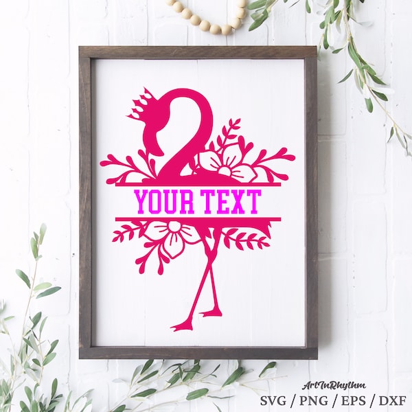 Flamingo Monogram Frame Svg - Etsy