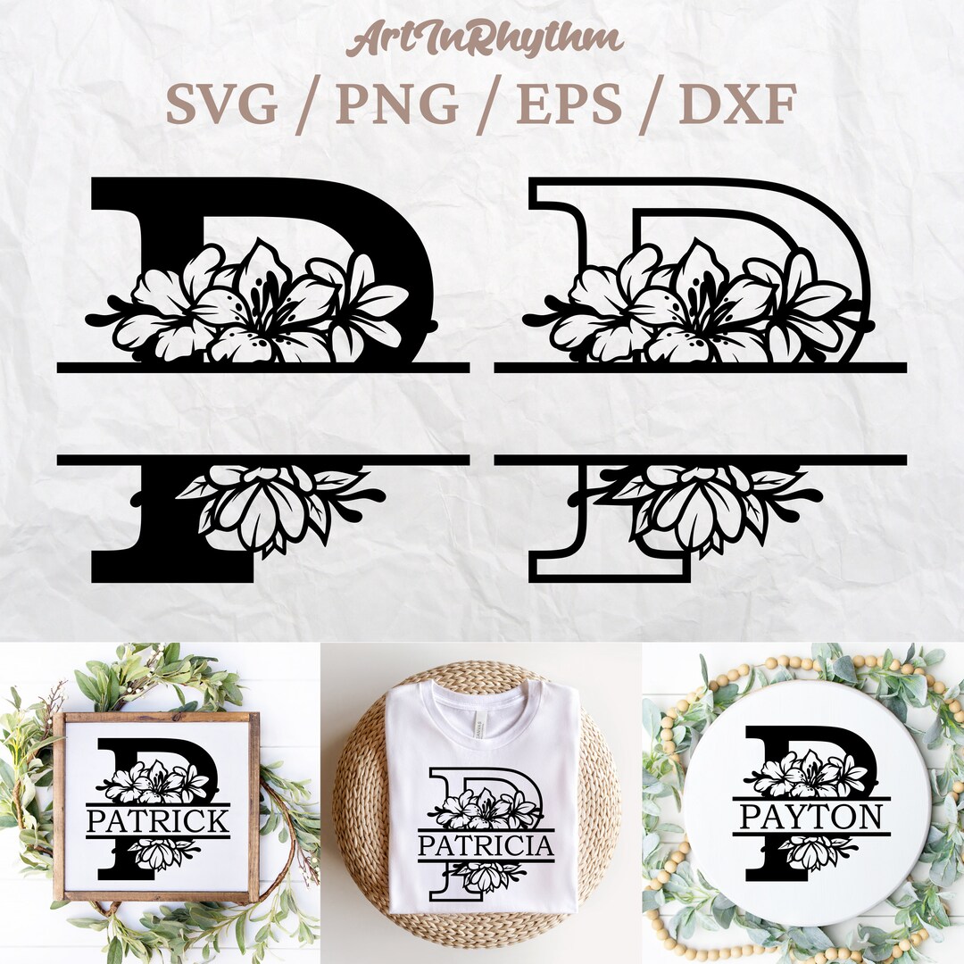 Split Letter P Monogram Svg, Letter P Monogram Svg, Floral Letter P Svg ...