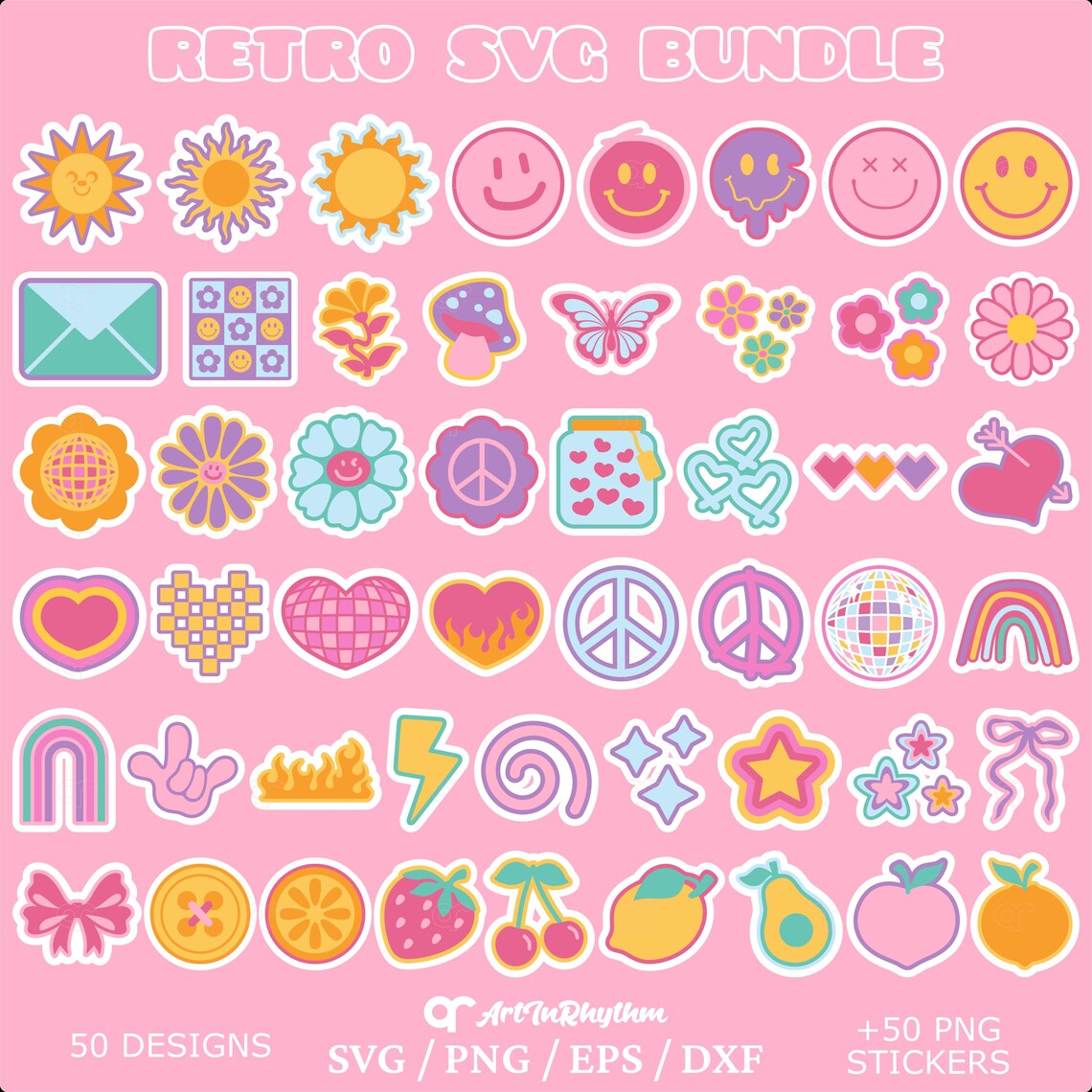 Boho Hippie Svg, Retro Groovy Svg, Boho Hippie Cliparts, Retro Svg ...